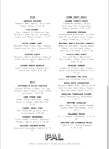 Our Menu - PAL Bar